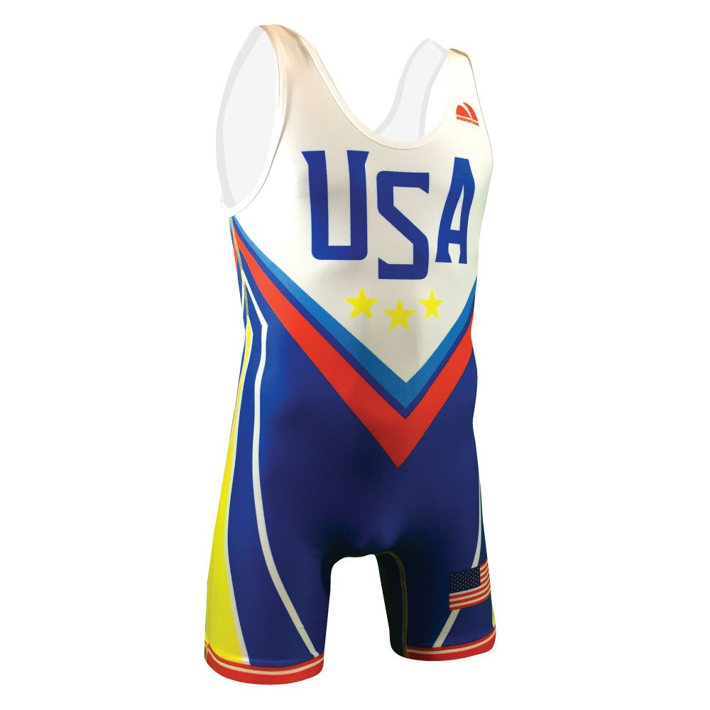 Custom Sublimated American Wrestling Singlets For Men - Compression Sports